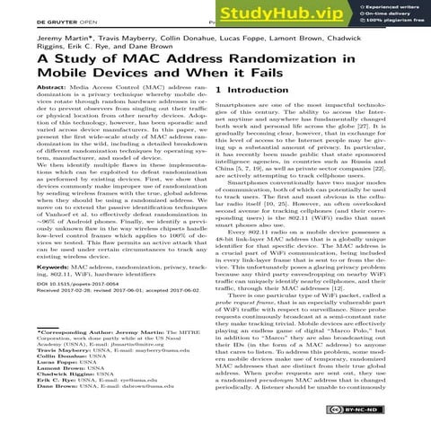 A Study Of MAC Address Randomization In Mobile Devices And When It ...