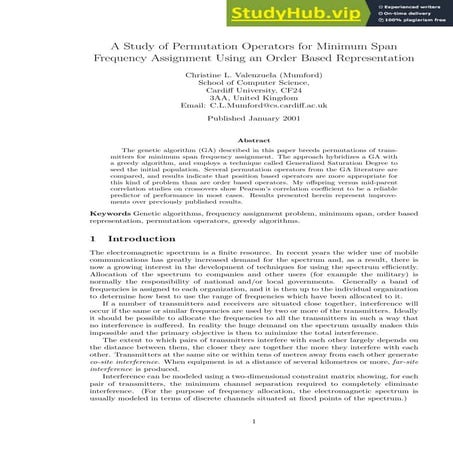 A Study Of Permutation Operators For Minimum Span Frequency Assignment ...