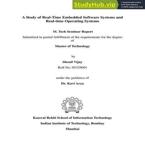 A Study Of Real-Time Embedded Software Systems And Real-Time Operating Systems | PDF