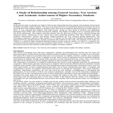 Academic Anxiety Among High School Students In Relation To Different ...
