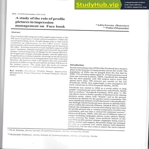 A Study Of The Role Of The Profile Pictures In Impression Management On ...
