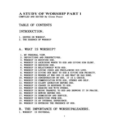 A study of worship part 1 | PDF