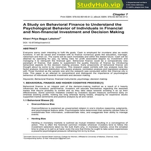 Branches of Behavioural Finance: Micro and Macro | PPTX