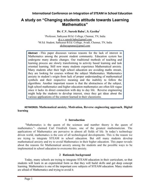 Recent Trends of Mathematics in Education | PDF | Education