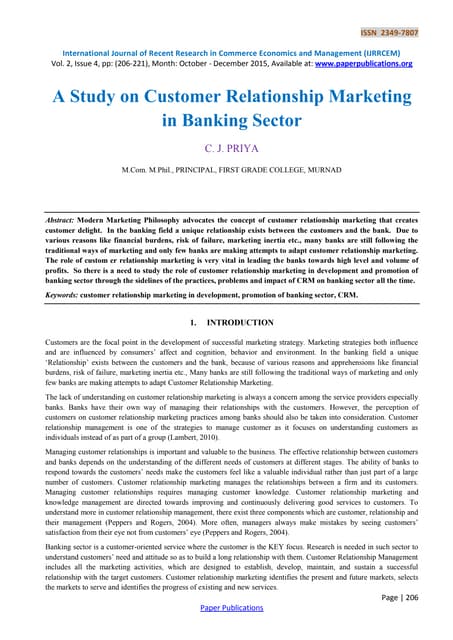 Customer relationship managment in banking industry | PDF | Business Administration | Business