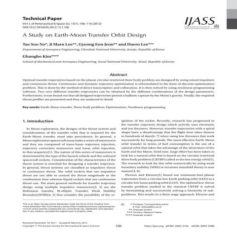 A study on earth moon transfer orbit design | PDF