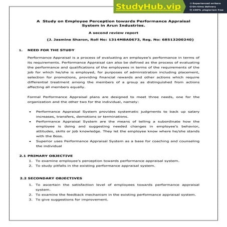 A Study On Employee Perception Towards Performance Appraisal System In ...