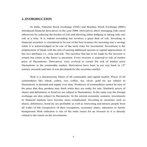 A study on hedging effectiveness in index future | DOC