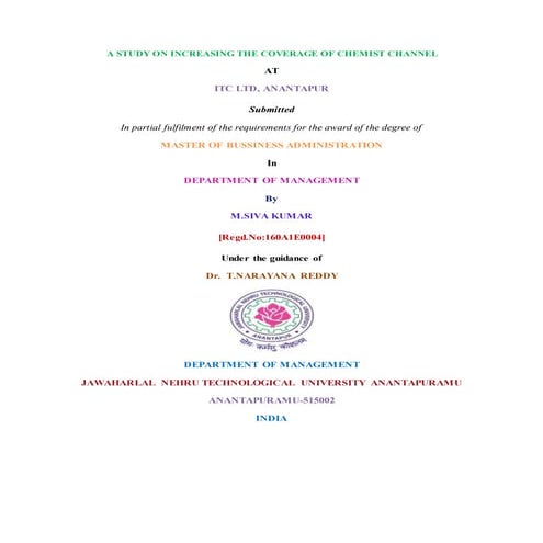 A study on increasing the coverage of chemist channel 1 | DOCX