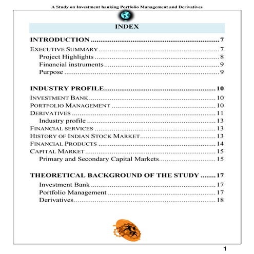 A study on investment banking portfolio management and derivatives | PDF