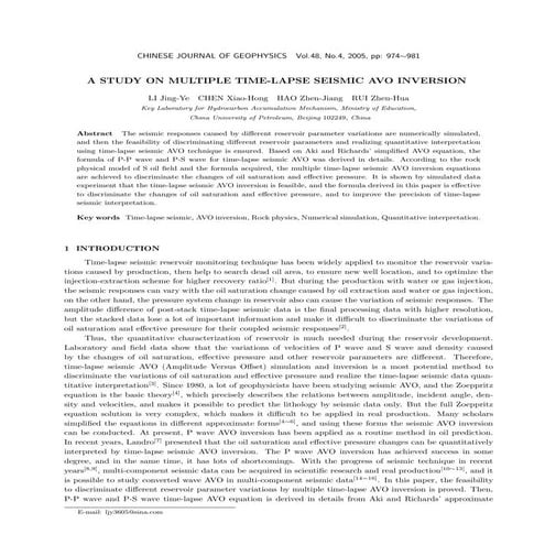A study on multple time lapse seismic avo inversion | PDF