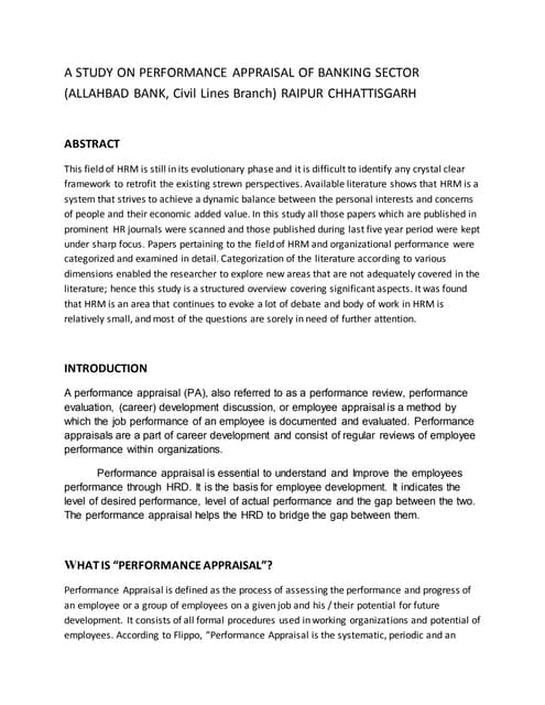 Performance appraisal in banks | PDF
