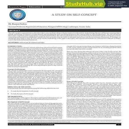 A STUDY ON SELF-CONCEPT | PDF