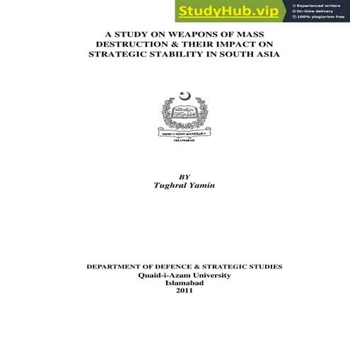 A Study On Weapons Of Mass Destruction Their Impact On Strategic ...