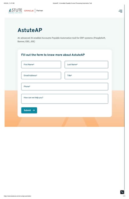 Astuteap Ai Enabled Supplier Invoice Processing Automation Toolpdf