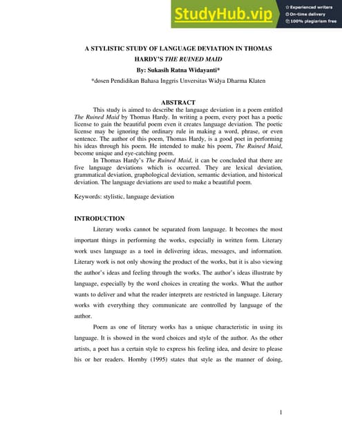 Stylistics: Style as Deviation, Variation and Foregrounding | PPTX | Bereavement | Family and ...