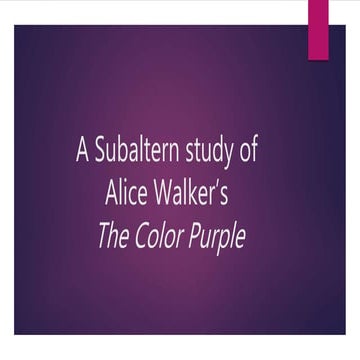 A subaltern study of the color purple | PPTX