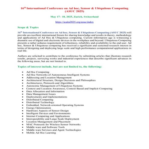 16th International Conference on Ad hoc, Sensor & Ubiquitous Computing ...