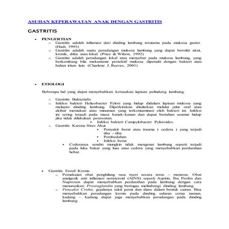 Asuhan keperawatan anak dengan gastritis | DOCX