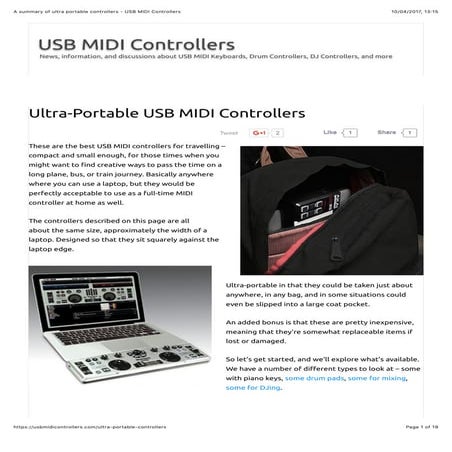 A summary of ultra portable controllers by usbmidicontrollers.com