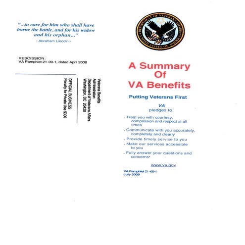 A Summary of VA Benefits | PDF