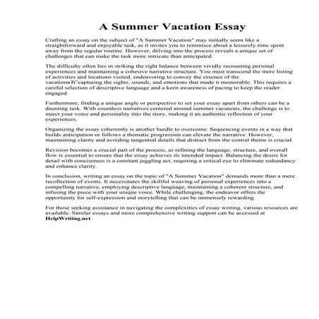 A Summer Vacation Essay | PDF | Classical Music | Music