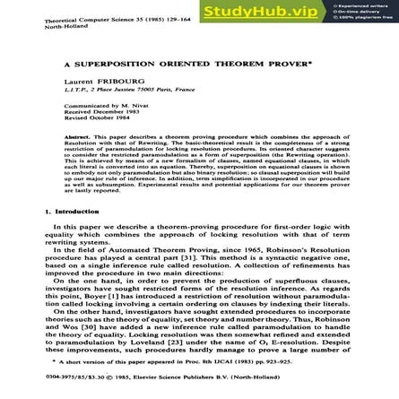 A Superposition Oriented Theorem Prover | PDF