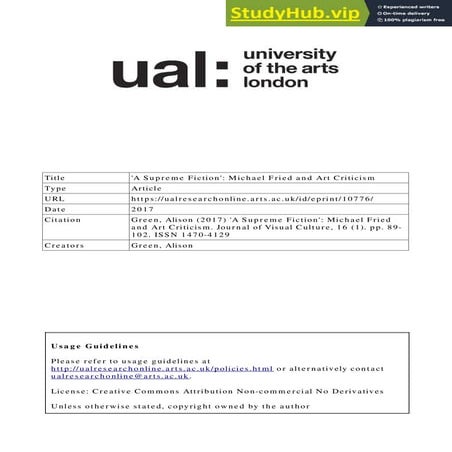 A Supreme Fiction Michael Fried And Art Criticism | PDF