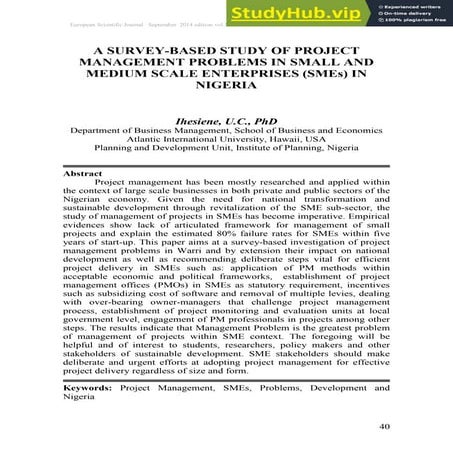A Survey-Based Study Of Project Management Problems In Small And Medium ...
