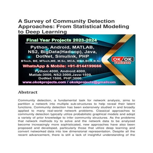 A Survey Of Community Detection Approaches From Statistical Modeling To