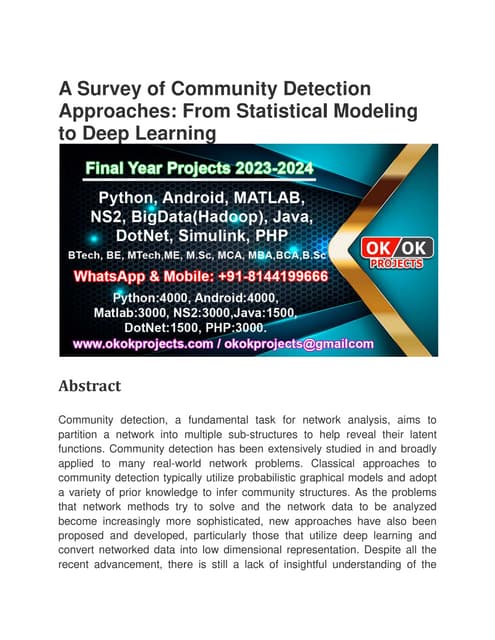 Application Areas of Community Detection: A Review : NOTES | PDF