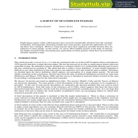 A Survey Of NP-Complete Puzzles | PDF