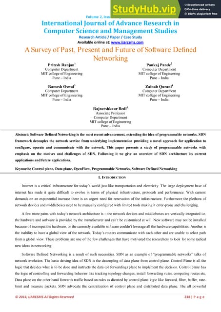 Software Defined Networking Sdn Centralized Programmable Network
