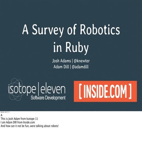 A Survey Of Robotics In Ruby Ppt 2134