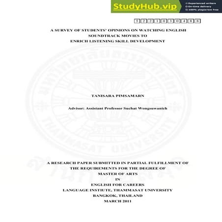 A SURVEY OF STUDENTS OPINIONS ON WATCHING ENGLISH SOUNDTRACK MOVIES TO ...