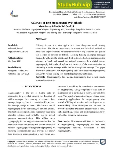Presentation On Steganography | PDF