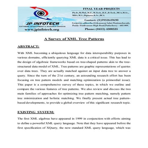 A Survey Of Xml Tree Patterns Docx Databases Computer Software