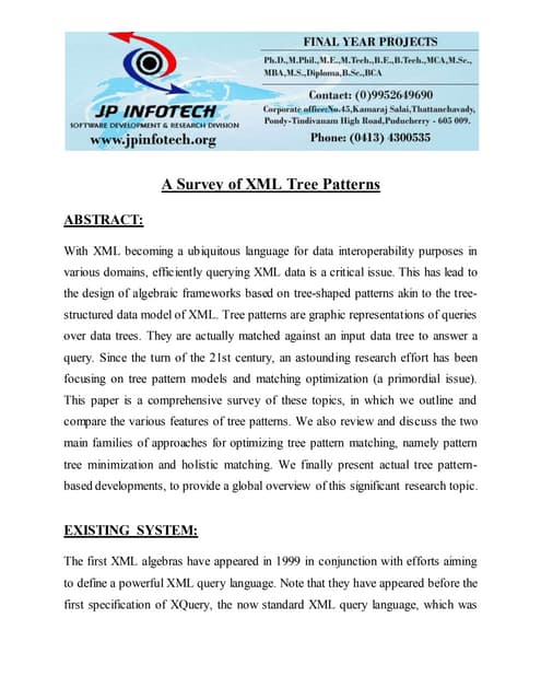 A Survey Of Xml Tree Patterns Docx Databases Computer Software