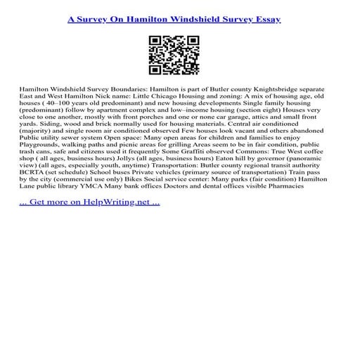 A Survey On Hamilton Windshield Survey Essay | PDF