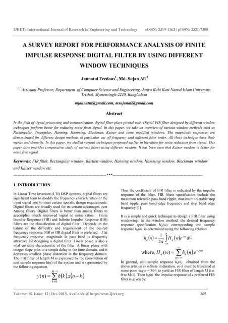 Windowing Techniques Of Fir Filter Design Pptx Digital Audio Computer Software And