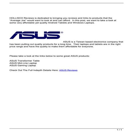ASUS Reviews | PDF | Laptops | Computing