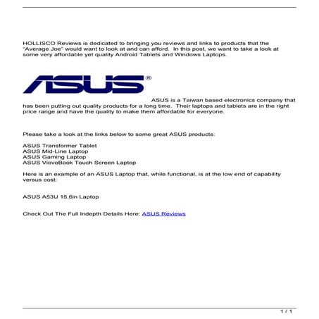 ASUS Reviews | PDF
