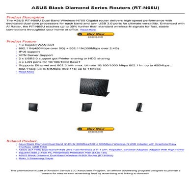 Asus black diamond series routers (rt n65 u) | PDF