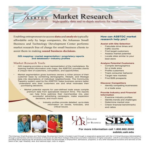 Asu sbtdc market research flyer | PDF