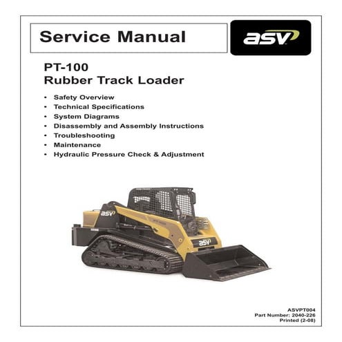 ASV Posi-Track RC-85 Track Loader Service Repair Manual.pdf