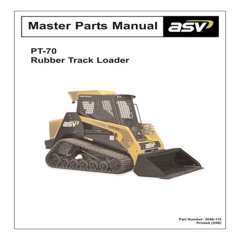 Asv posi track pt-70 track loader master parts catalogue manual | PDF