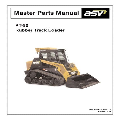 Asv posi track pt-80 track loader parts catalogue manual | PDF