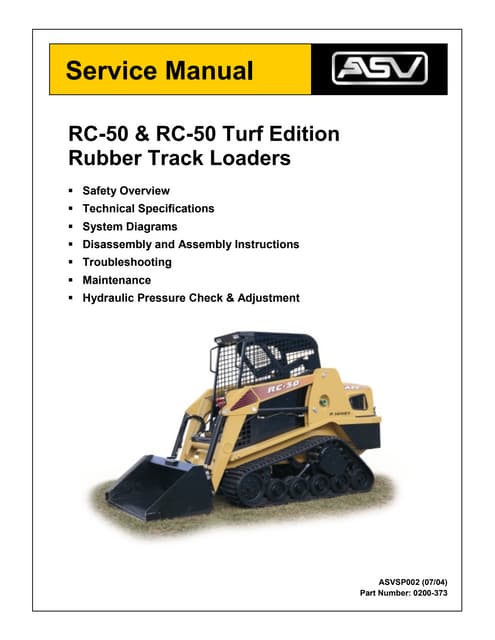 ASV Posi-Track RC-85 Track Loader Service Repair Manual.pdf
