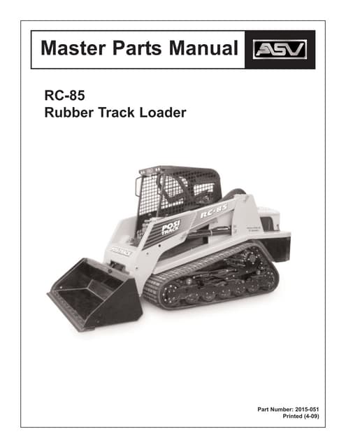 ASV Posi-Track SR 70 Track Loader Parts Catalogue Manual.pdf