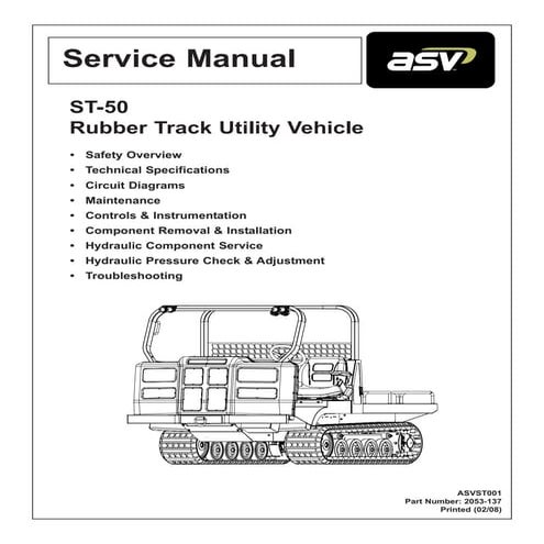 Asv st 50 scout tracked utility vehicle service repair manual | PDF
